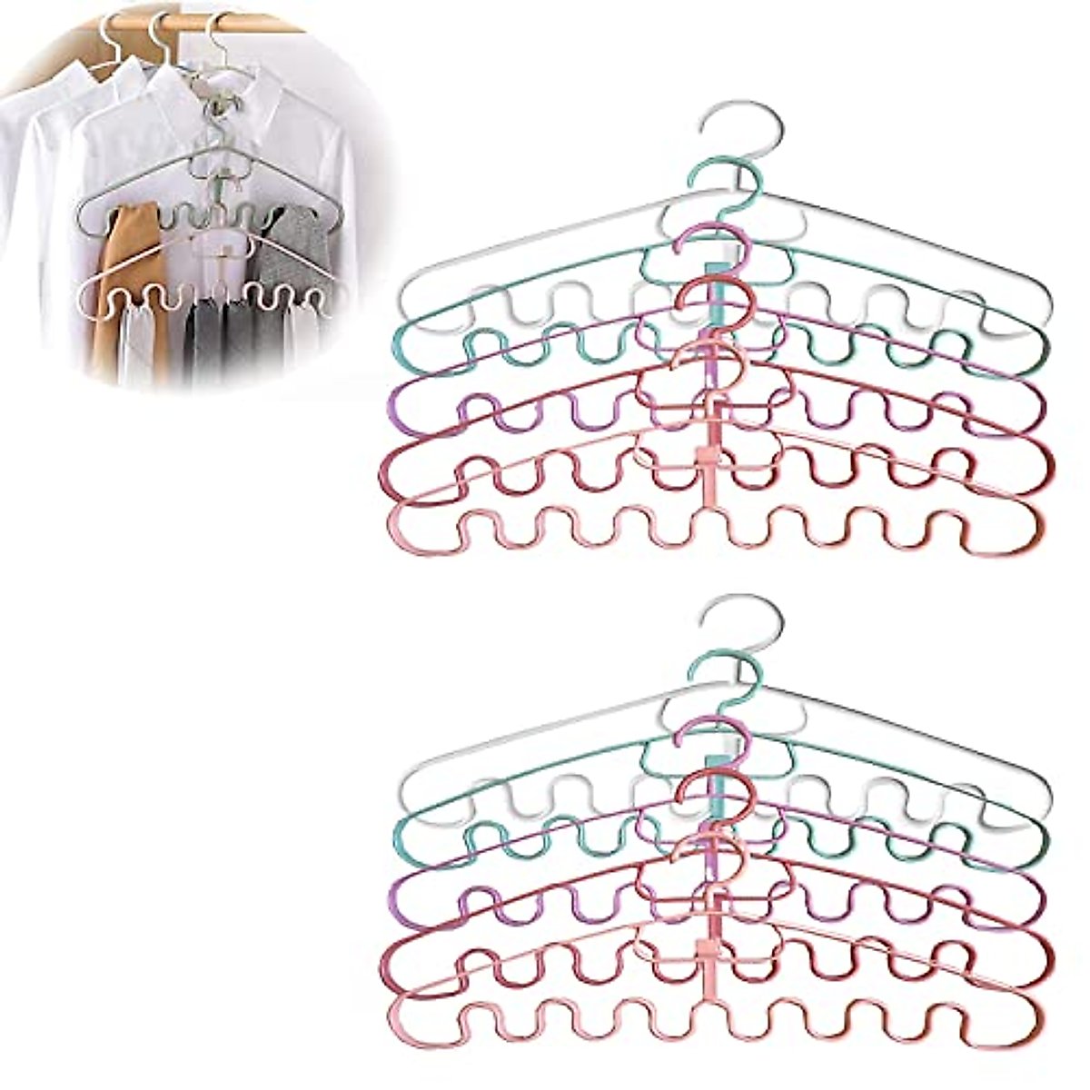 Wave Pattern Stackable Hanger, 5/10 Pack Multifunctional Magic Wave Pattern Plastic Hangers, Non Slip Stackable Space Saver (10Pcs)