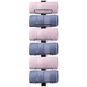 TIPSYTREE Towel Racks for Bathroom Towel Rack Wall Mounted Bath Towel Holder Storage, 6 Levels Wall Mounted Storage Organizer for Towels for Spa, Salon, Camper