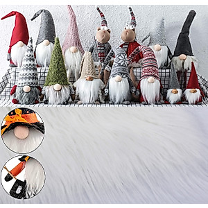 Faux Fur Fabric Square Patches for Crafts, Sewing, Costumes, Seat Pads (White, 10 x 20 Inch)