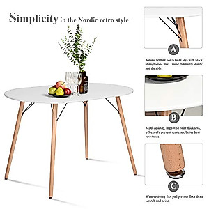 Homy Casa 47.2'' Kitchen Dining Table Minimalist Style Dining Table for Small Spaces Dining Livint Room Cafe, Simple Dinner Table in White, ONLY Table Included