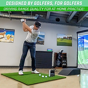 GoSports Golf Hitting Mat - ELITE 5 x 4 ft - 5 mm Artificial Turf Training Mat for Indoor/Outdoor Swing Practice, Includes 3 Rubber Tees