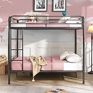 FUSVZ Metal Full Over Full Bunk Beds for Adults, Modern Style Metal Bunk Bed Full Over Full Size, Heavy-Duty Bunk Beds Frame with Ladders for Kids Boys Girls Teens Adults, Weight Capacity 500LBS