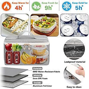 ETRONIK Lunch Backpack for Women, 15.6 inch Laptop Backpack with USB Port, Teacher Nurse Work Backpack with Insulated Cooler Lunch Bag, Travel Bags for Women & Men, Gift, Grey