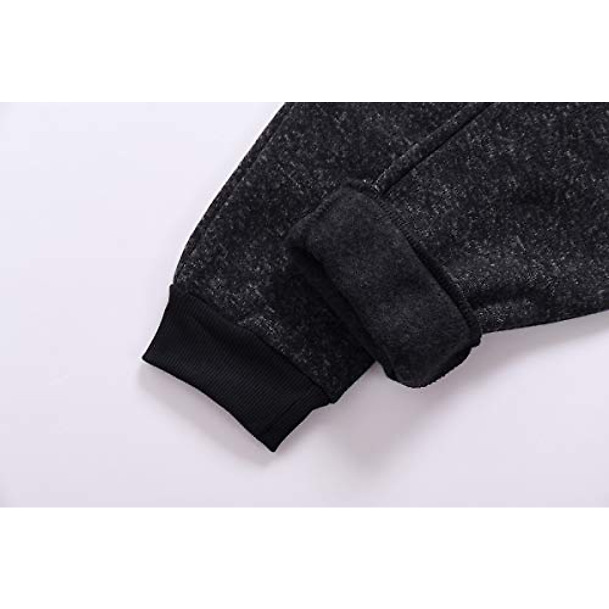 Monvecle Little to Big Boys' Fleece Long Sleeve Full Zip Hoodie Tracksuit Top + Sweatpant Jogger 2pcs Sets Black 7-8