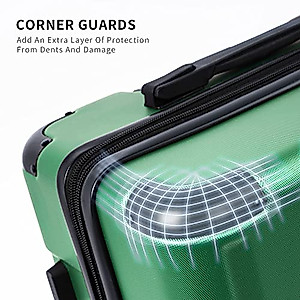 Merax Luggage Set with TSA Lock, All Expandable 3 Piece Hardshell Lightweight Suitcase Set 20inch 24inch 28inch (Dark Green 2-Piece (20/28))