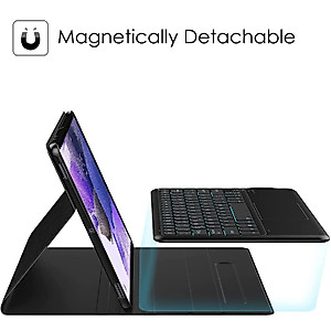 Nanhent Backlit Touchpad Keyboard Case for Samsung Galaxy Tab S8 Plus 2022 / S7 FE 2021 / S7 Plus 2020 12.4 Inch Tablet, Detachable Wireless Trackpad Keyboard & Slim PU Stand Cover with S Pen Holder