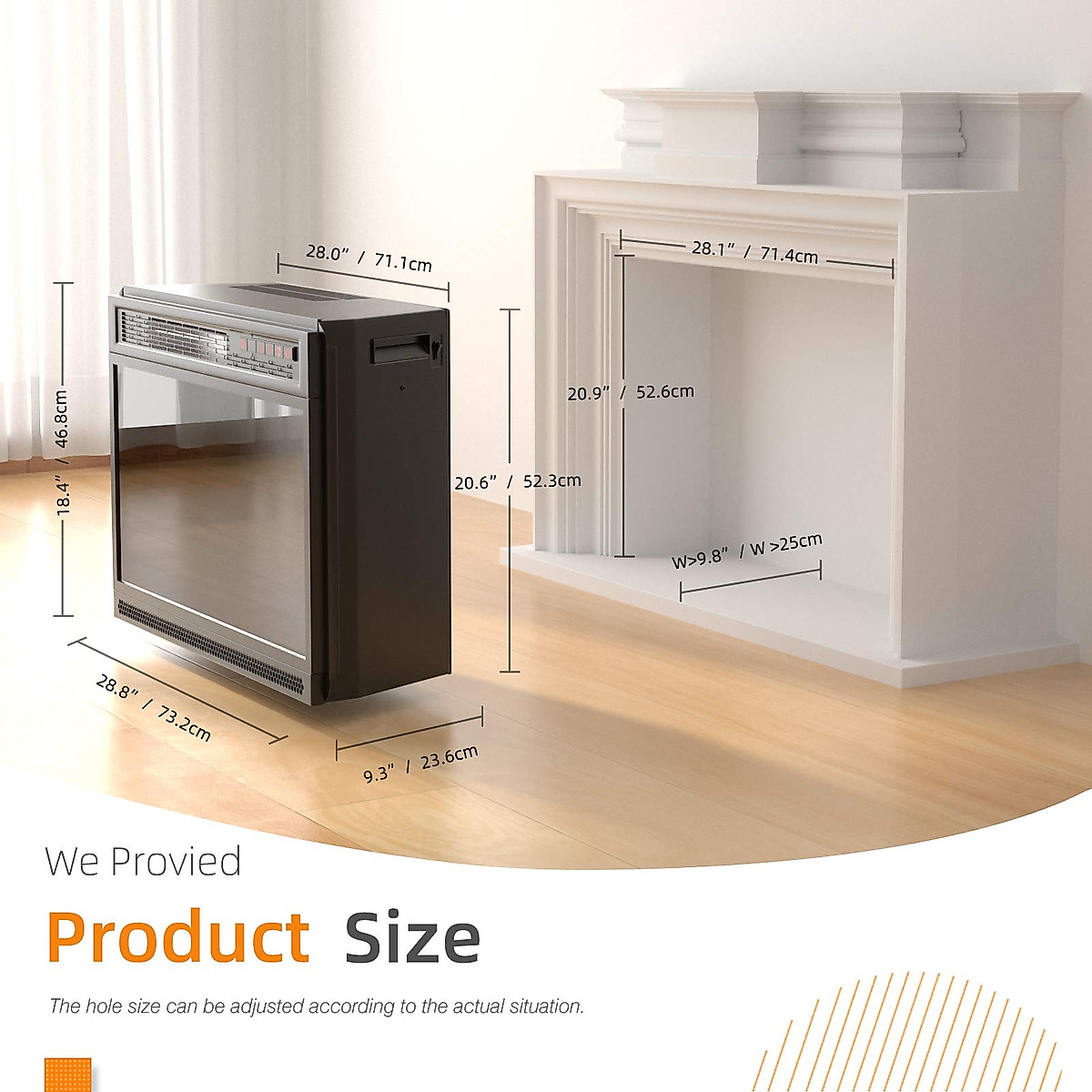 KUPPET Electric Fireplace 28.8'' Fireplace Insert with Remote Control 500W/1500W-In Wall Recessed - 6H Timer - Digital LED Display - Safety Cut Off