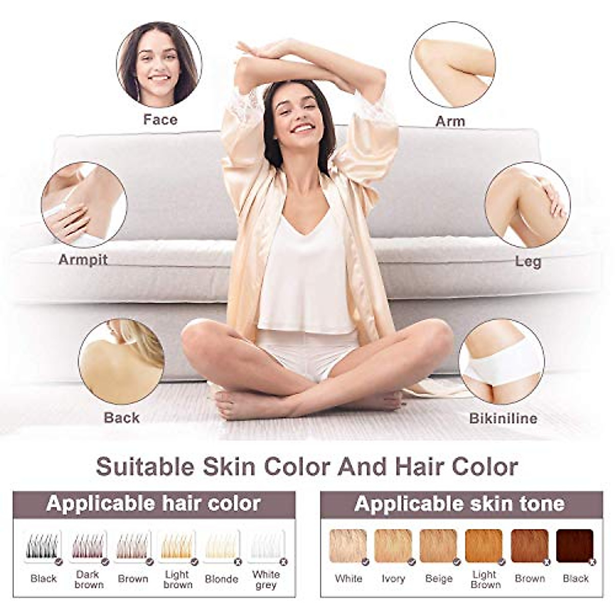 Laser Hair Removal for Women Permanent IPL Hair Removal Device At-Home Use 999900 Flashes for Face Arms Bikini Line Whole Body Treatment