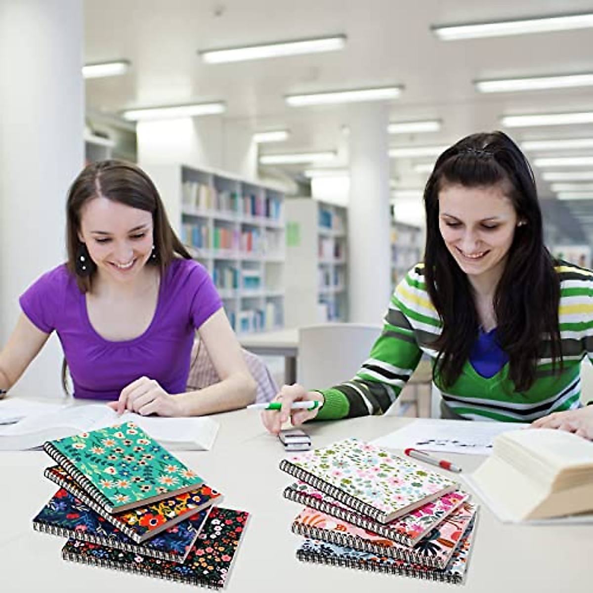 Faccito 8 Pack A5 Spiral Journal Notebook for Women College Ruled Notebook Hardcover Notepad with 60 Sheets/120 Pages for Gift, Daily School, Office Supplies (Floral Style)