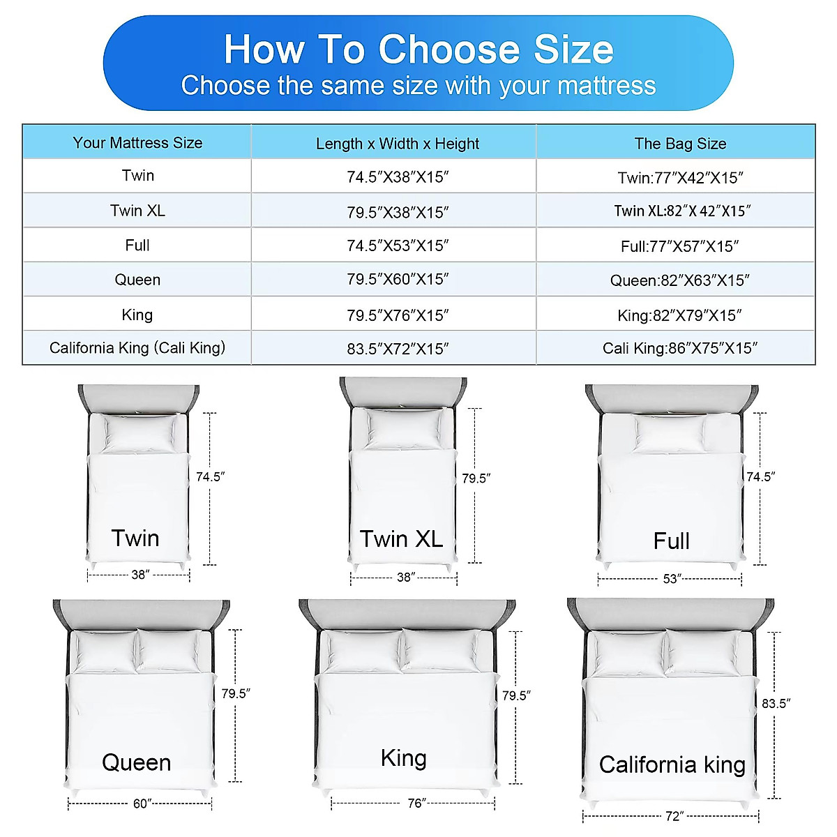 ELCAMO Mattress Bags for Moving Reusable Heavy Duty Tarp Mattress Storage Bag Twin Size with Handles Strong Zipper Closure Mattress Moving Bag Extra Thick Mattress Cover for House (Twin Size)