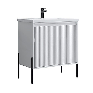 Dowell 24" Inch White Bathroom Vanity with Ceramic Sink Combo, Modern Bathroom Cabinet with Soft-Close Door, Freestanding Single Bathroom Vanity Set - 002 Series [Assembly Required]