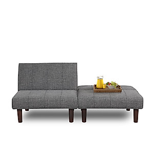 Small Futon Sofa Couch,Upholstered Convertible Modern Futon Chair, Armless Comfy Mini Sofa Couches for Small Spaces Living Room Apartment ,Office Studio Dorm ,Kids Room,Gray Dog Cat Couch Bed 305DR1