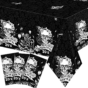 3 Pcs Death to My 20s Tablecloths, Rip to My 20s Tablecloths, 30th Birthday Table Decorations Black Death to My 20s Table Decor Plastic Table Cover for My Youth 30th Funeral Party Decorations Supplies