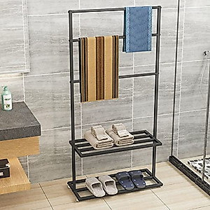 Bevis David Freestanding Towel Racks for Bathroom Floor Modern 3 Tier Hotel Bathroom Metal Towel Rack Drying Rack Outdoor Pool Towel Rack with Storage Rack Laundry Drying Rack for Quilt/Blanket