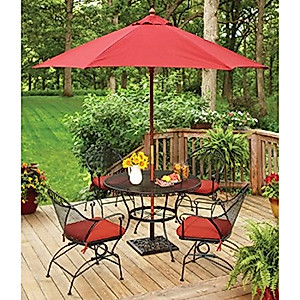 Better Homes and Gardens Clayton Court 5-piece Patio Dining Set, Wrought Iron Table and 4 Chairs, Red Cushions, Seats 4