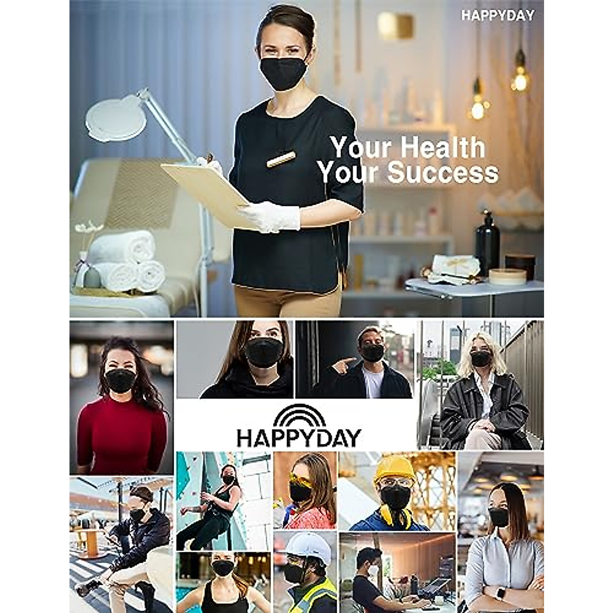 HAPPYDAY , 30 Packs, Made in KOREA Premium KF94 Micro Dust Protection Individually Packaged Black Face Mask for Adult