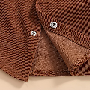 Toddler Baby Boy Girl Shirts Fall Winter Corduroy Jacket Kids Button Down Shirt Solid Color Tops (Brown, 18-24 Months)