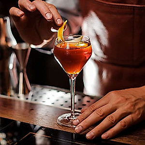 Chouggo Nick & Nora Glasses Cocktail Glasses Set of 4, Hand Blown Premium Crystal Cocktail Glass for Bar, Martini, Cosmopolitan, Manhattan, 6Oz, Clear