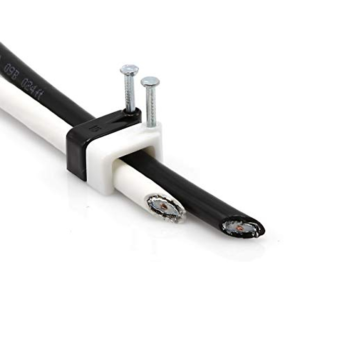THE CIMPLE CO - Dual, Twin, or Siamese Coaxial Cable Clips, Cat6, Electrical Wire Cable Clip, 1/2 in Nail Clip and Fastener, Black (100 Pieces per Bag)