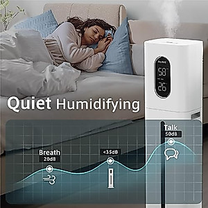 Humidifier Large Room, 2.1Gal/8L Humidifiers for Home, Humidifiers for Bedroom with Essential Oil Diffuser, Top Fill Whole House Cool Mist Humidifiers for Plants Baby Kids Adults Office, White