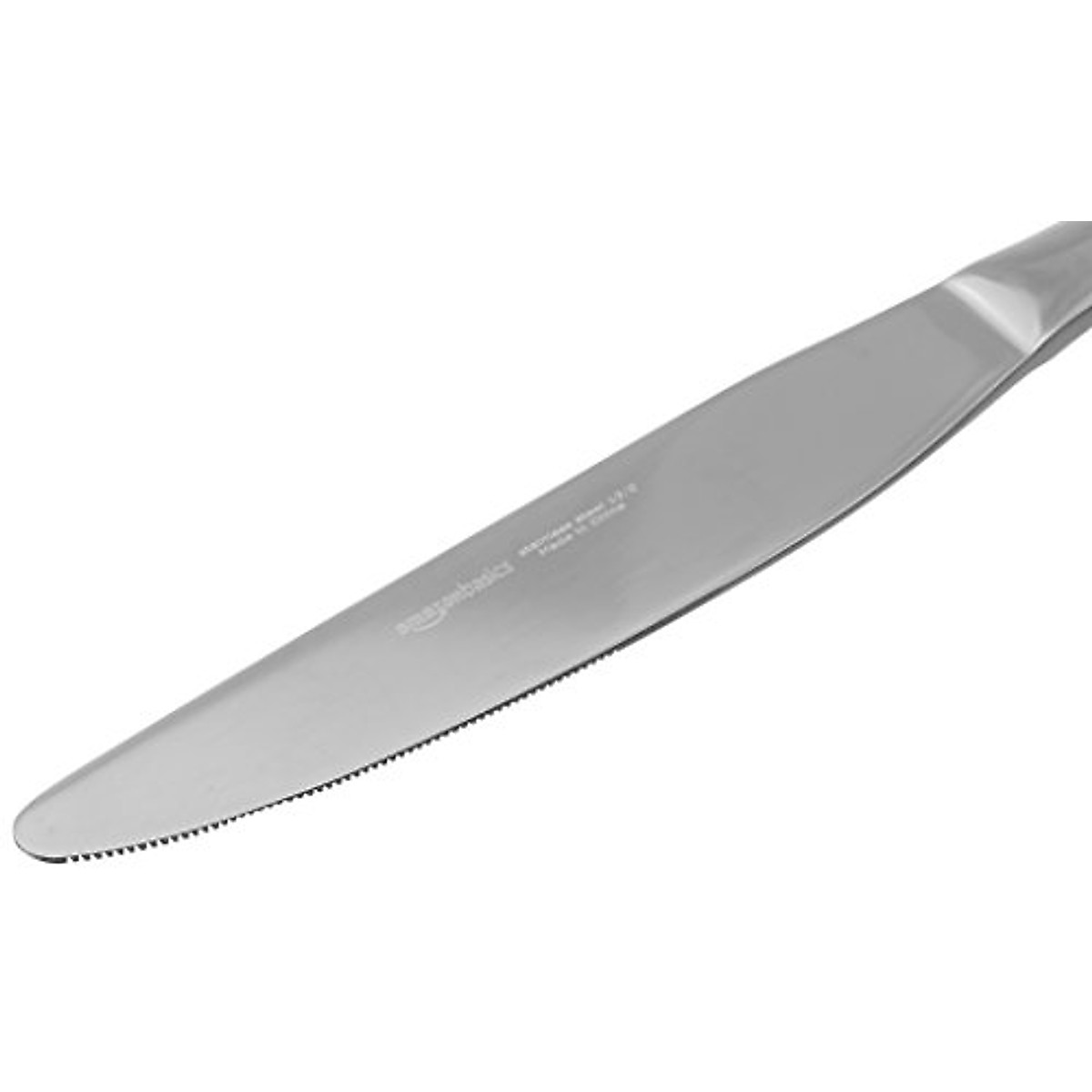 Amazon Basics Stainless Steel Dinner Knives with Round Edge, Pack of 12, Silver