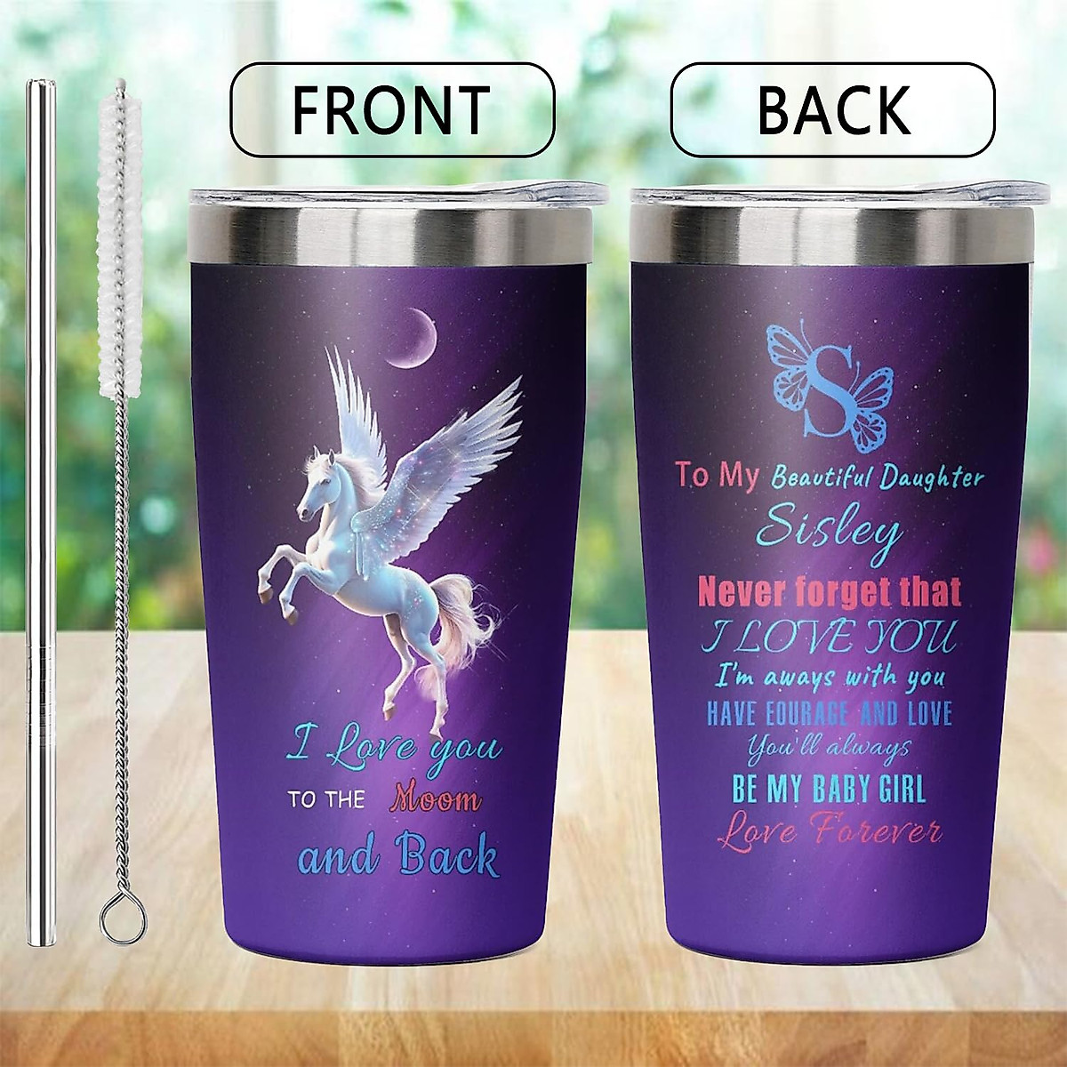 Gifts for Daugher from Father Mom Personalized Tumbler for Christmas Birthday Custom Insulated Stainless Steel Tumblers