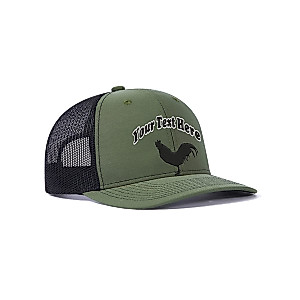 Custom Farm Hat Embroidered 112 Trucker Hat Western Farm Animal Rooster G Black for Men & Women Baseball Hat Polyester Snap