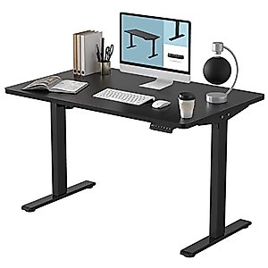 FLEXISPOT EN1 Standing Desk Height Adjustable Desk 48 Inches Whole-Piece Desktop Electric Sit Stand Up Desk Memory ControllerHome Office Desks (Black Frame + 48" Black Table Top, 2 Packages)
