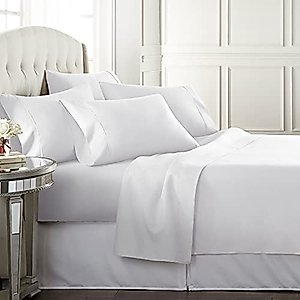 Danjor Linens Soft Bedding & Pillowcases Bed Linen Set with Deep Pockets, Queen, White