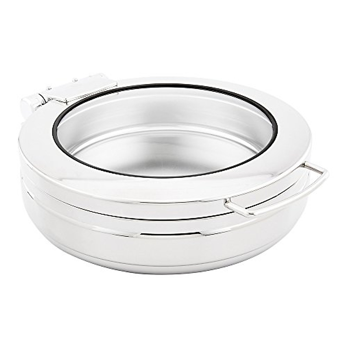 Restaurantware 6 Qt Chafing Dish 1 Induction Ready Serving Chafer - With Glass Window Round Silver Stainless Steel Buffet Chafer Chafer Frame Sold Separately For Parties And Events