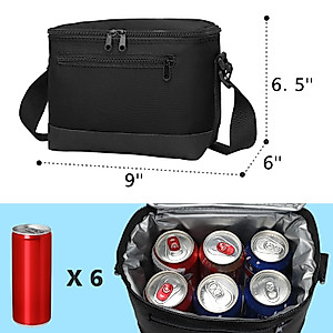 MISSMOON lunch Cooler Bag, Small 6 Can Insulated Cooler Box Tote Container Lunch Bag Pack Adjustable Strap For Adult Women Men Black