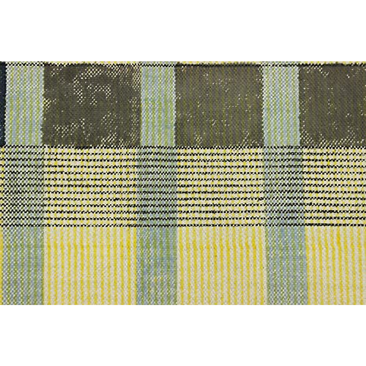 Casavani Indian Handmade Rug Geometric Green & Black Cotton Dhurrie Washable Kitchen Rugs with Tassels Farmhouse Throw Rugs for Bedroom,Laundry,Living Room,Porch 3x5 4x8 5x8 4x6 Feet