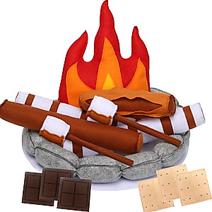 Kids Camping Toys Plush Toy Campfire,Dramatic Play Toys For Preschool,Sensory Play Camping Toy Set with Plush Felt Fake Fire,Multi-element Indoor and Outdoor Props,Outdoor Activities Camping Toy Sets