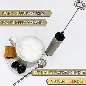Bright Milk Frother Handheld Rechargeable | Electric Coffee Stirrer | Matcha Mixer | Drink Mixer For Milk, Cappuccino, Lattes, Frappe, Milkshakes, Eggs, Smoothie | Stainless Steel Milk Foamer