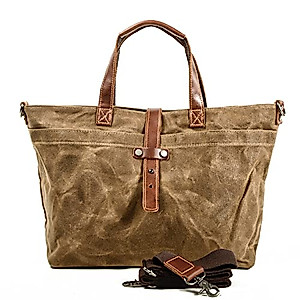 Canvas Hobo Bags for Women Leather Tote Bag Shoulder Bag Top Handle Satchel Purses and Handbags (Brown)