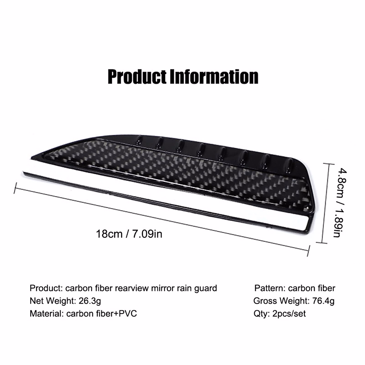 Bigens 2PCS Universal Car Rear View Mirror Rain Cover Sun Visor Eyebrow Carbon Fiber Side View Mirror Rain Guard Auto