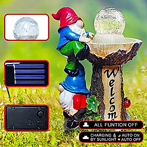 Garden Gnome Statue - with Solar LED Light Magic Ball, Gnomes Decorations for Yard,Funny Garden Gnomes Perfect for Lawn Decorations, Garden Decor, Patio and Housewarming Gifts