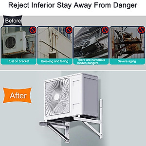 Mini Split Wall Mounting Bracket for 9000-24000 BTU Condenser, POIUNA Stainless Steel Ductless Mini Split Bracket up to 507 lbs for Air Conditioner Heat Pump Systems HVAC, Compressor