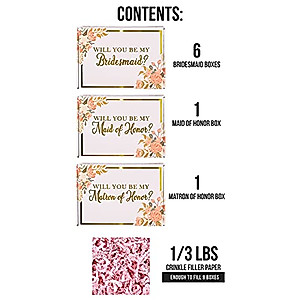 Bridesmaid Proposal Boxes - Set of 8 With Crinkle Paper for Bridal Party - Will You Be My Bridesmaid Boxes, Maid of Honor, Matron of Honor