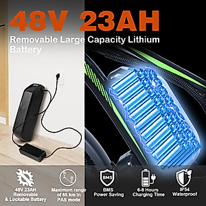 Electric Bike for Adults, LONG SENG 2000W Electric Bikes 26"*4.0''Fat Tire Electric Bicycle Dual Motor 30MPH Electric Mountain Bikes 48V/23Ah Battery Electric Bicycles Hydraulic Disc Brake Ebike Black