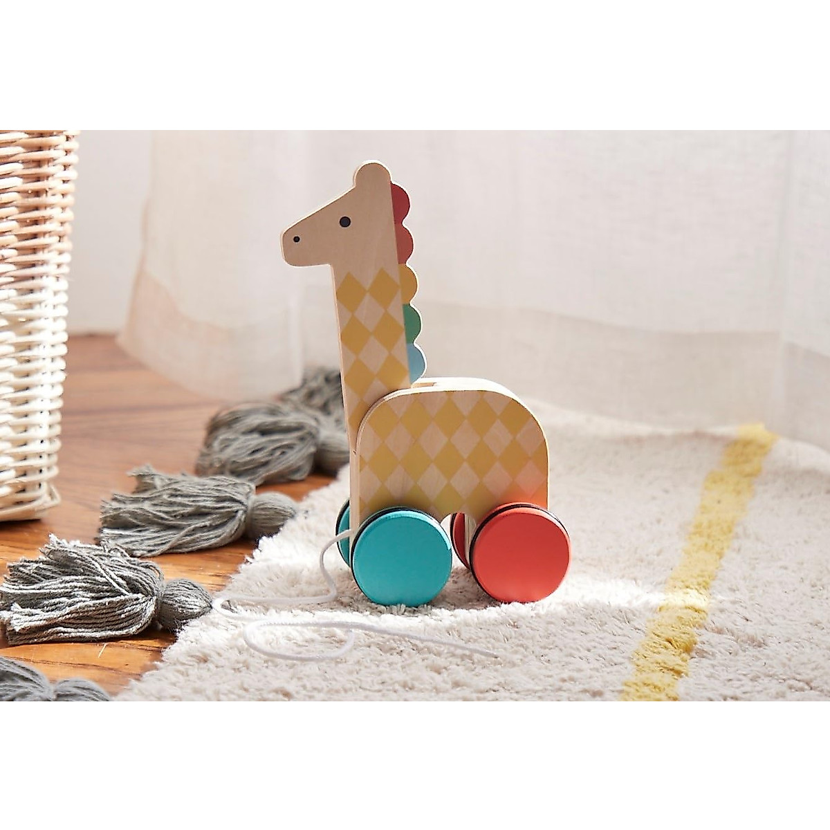 Petit Collage On-The-Go Giraffe Wooden Pull Toy