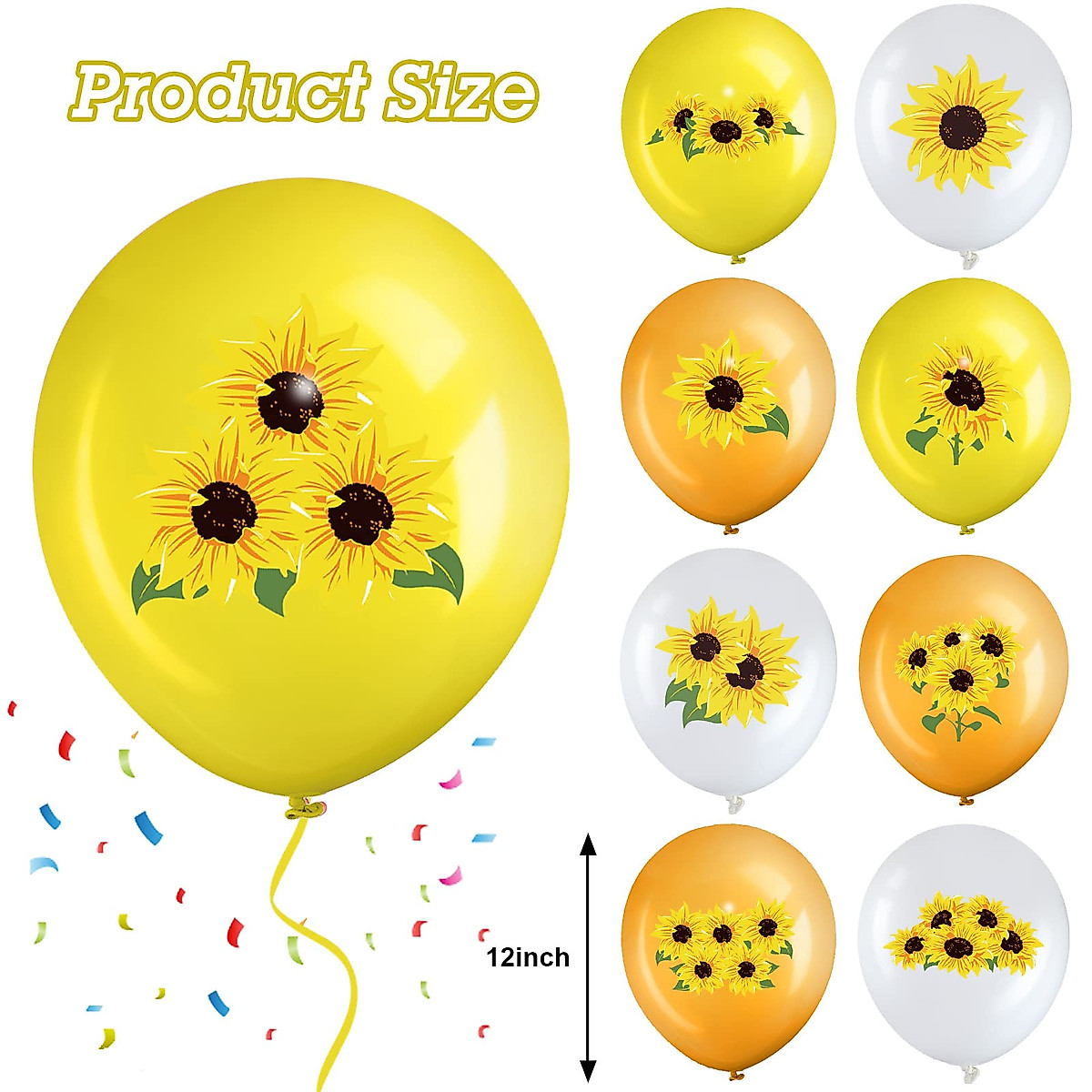 45 Pieces Sunflower Party Decorations Balloons Sunflower Latex Balloons 12 Inches Yellow White Sunflower Balloons for Summer Sunflower Themed Baby Shower Birthday Wedding Party Decorations Supplies