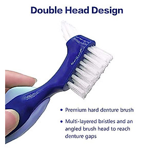 Denture Case,Denture Cups Bath, Toothbrush with hard denture, Dentures Container with Basket Denture Holder for Travel,Mouth Guard Night Gum Retainer Container (Purple)