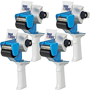 Great Box Supply Tape Logic (4 Pack) Industrial Carton Sealing Tape Dispenser, 2", Blue/White