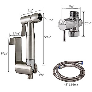 Design House 588913-SS Modern Single-Function Dual-Mount Hand Held Bidet Sprayer for Bathroom, Stainless Steel
