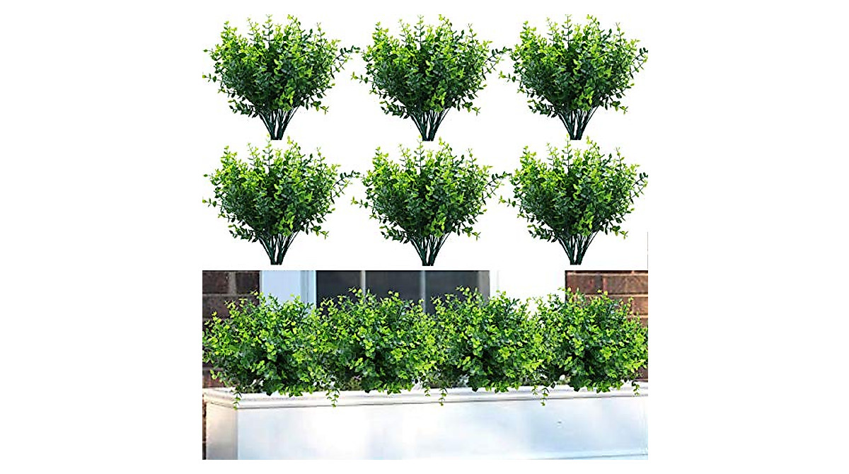Summer Flower 10 Pack Artificial Boxwood Stems for Outdoors