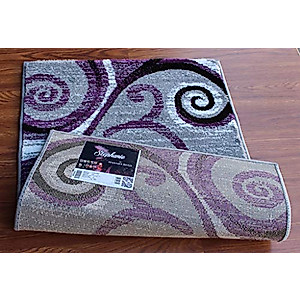 Masada Rugs, Stephanie Collection Area Rug Modern Contemporary Design 1100 Purple Grey White Black (2 Feet X 3 Feet) Mat