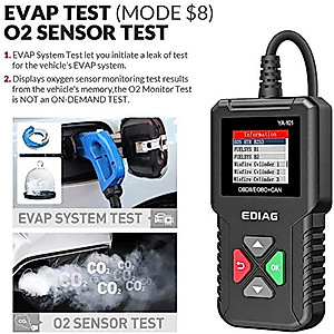 KINGBOLEN OBD2 Scanner,Code Reader Automotive Engine Light Check Scan Tool Checks O2 Sensor and EVAP Systems with Full OBD2 Functions,Supports Mode6 with DTC Lookup, All 10 Modes of obd2. Black