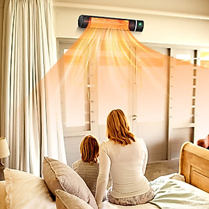 Tangkula 1500W Wall-Mounted Patio Heater, Electric Gold Tube Infrared Space Heater w/ 3 Power Settings, Remote Control, IP65 Waterproof Fast Heating Patio Heater for Indoor/Outdoor (Black)