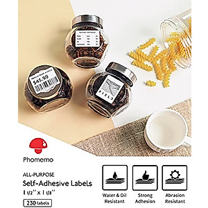 [3x230 pcs] Phomemo Labels for M110/M220/M221, 1.57'' x 1.18' (40 x 30mm), Original, Square, White, 230 Labels/Roll, 3 rollls, Multi-Purpose Self-Adhesive Thermal, Also Made for Phomemo M120/M200